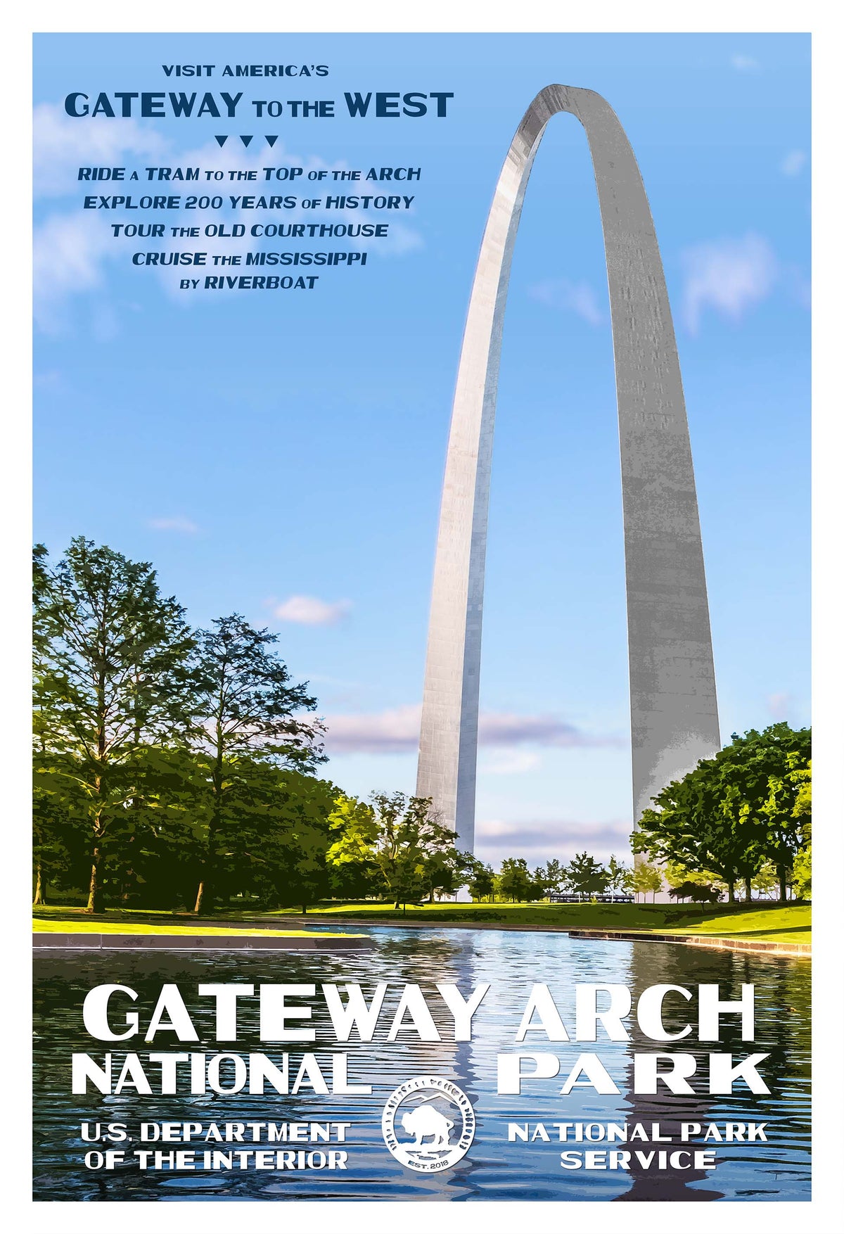 Gateway Arch National Park Poster - Vintage, WPA-style Wall Art - 13x19 ...