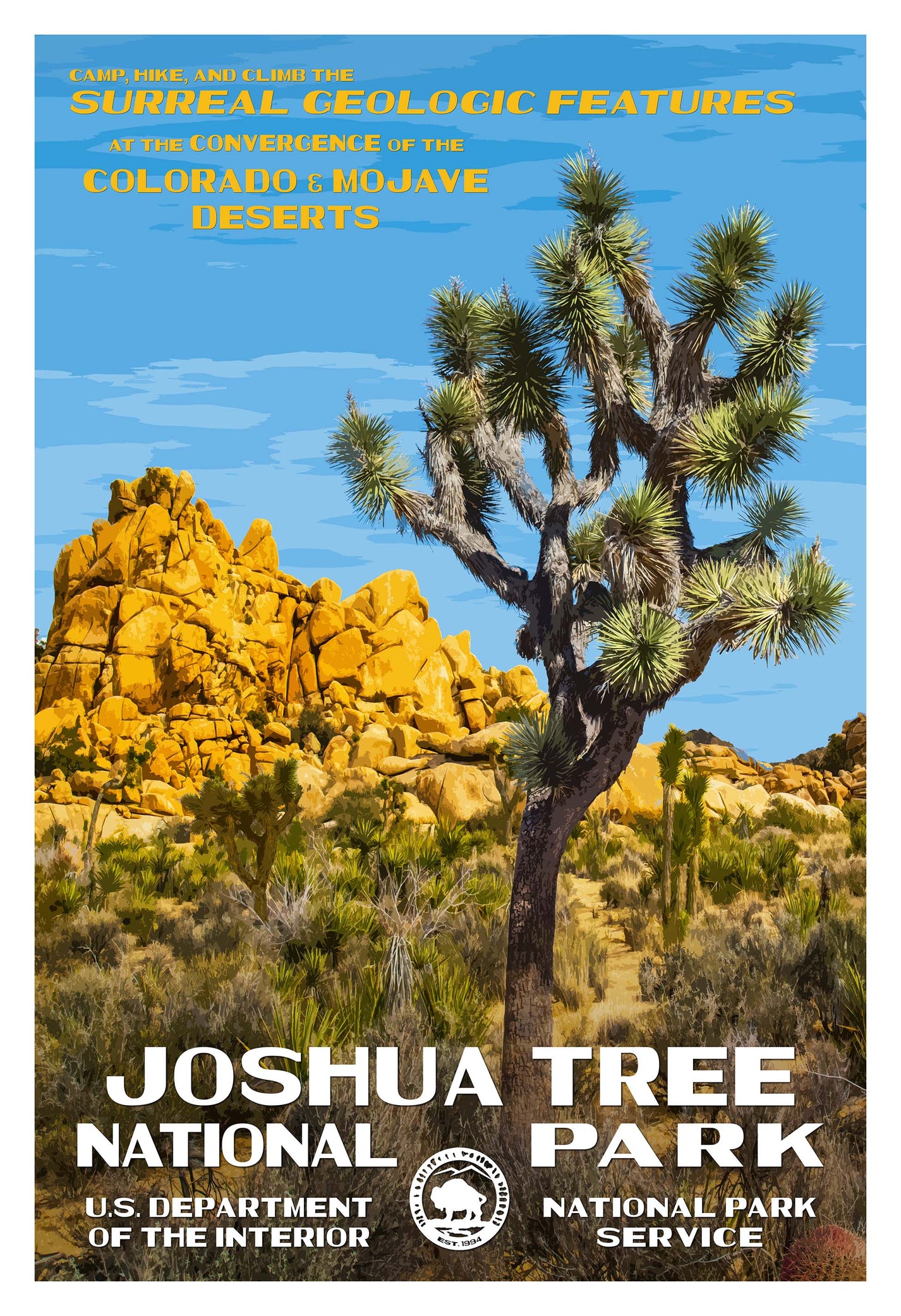 Joshua Tree National Park Poster - Vintage, WPA-style Wall Art Print ...