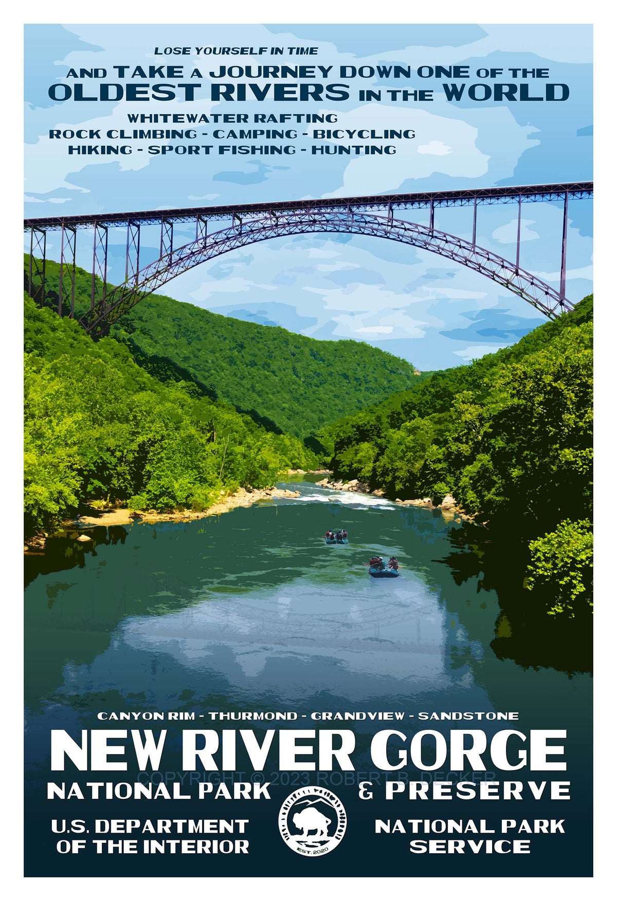 New River Gorge National Park Poster - Vintage, WPA-style Wall Art ...
