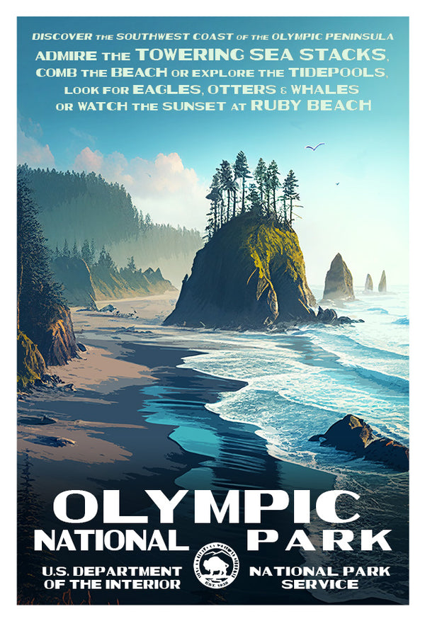Olympic National Park Poster | Retro Travel Posters Online – National ...