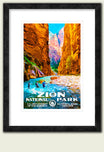 Zion Poster | Retro Canyon Art Print | National Park Posters