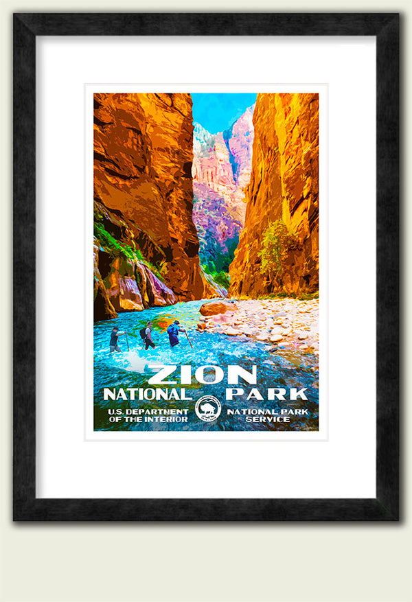Zion Poster | Retro Canyon Art Print | National Park Posters